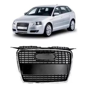 Grade Dianteira Audi A3 Sportback 2007 A 2008 Cinza Com Moldura Cromada